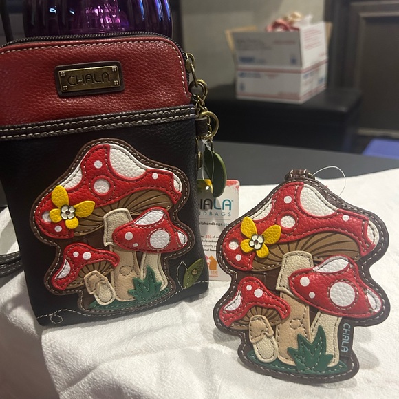 Chala | Bags | Chala Red And Brown Mushroom Crossbody With Keychain ...